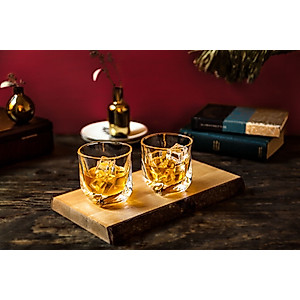 JoyJolt Aurora Crystal Whiskey Glass – Twisted Whiskey Glasses - Set of 2 Old Fashioned Liquor Glasses – Crystal Scotch Whisky Glasses for Bourbon – 8.10 ounces Whiskey Drinking Glasses