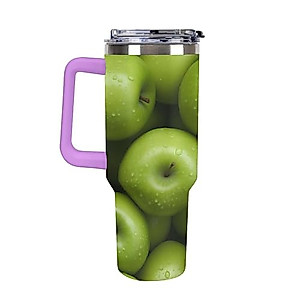 Green Apples Water Drop 40 Oz Car Cup Stainless Steel Travel Mug Leak-Proof Insulated Tumbler with Handle Violet-style