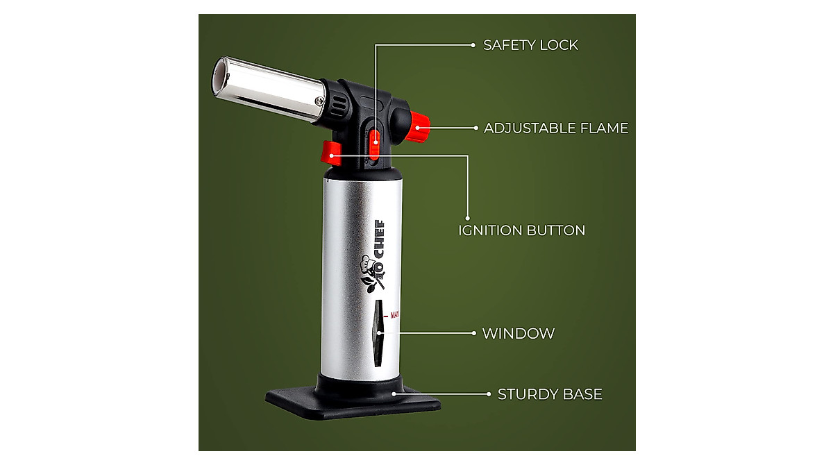 Jo Chef Kitchen Torch, Blow Torch - Refillable Butane Torch With Safety ...
