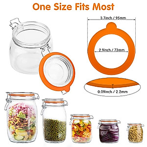 12 Pcs Replacement Silicone Gasket Seals for Jars Leakproof Airtight Rubber Sealing Rings for Regular Mouth Canning Jar, 3.75 Inches (Orange)