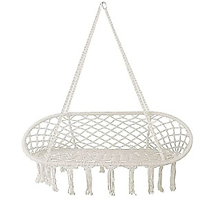 Grassman Hammock Chair Macrame Swing, Macrame Indoor Outdoor Hanging Chair Swing Handmade Knitted Mesh Two Person
