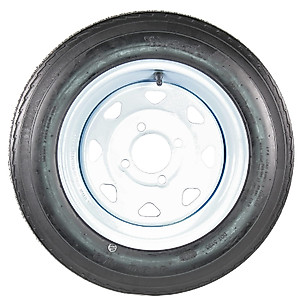 eCustomrim 2-Pack Trailer Tires On Rims 4.80-12 480-12 4.80 X 12 Load Range B 4 Lug Wheel White Spoke - 2 Year Warranty w/Free Roadside