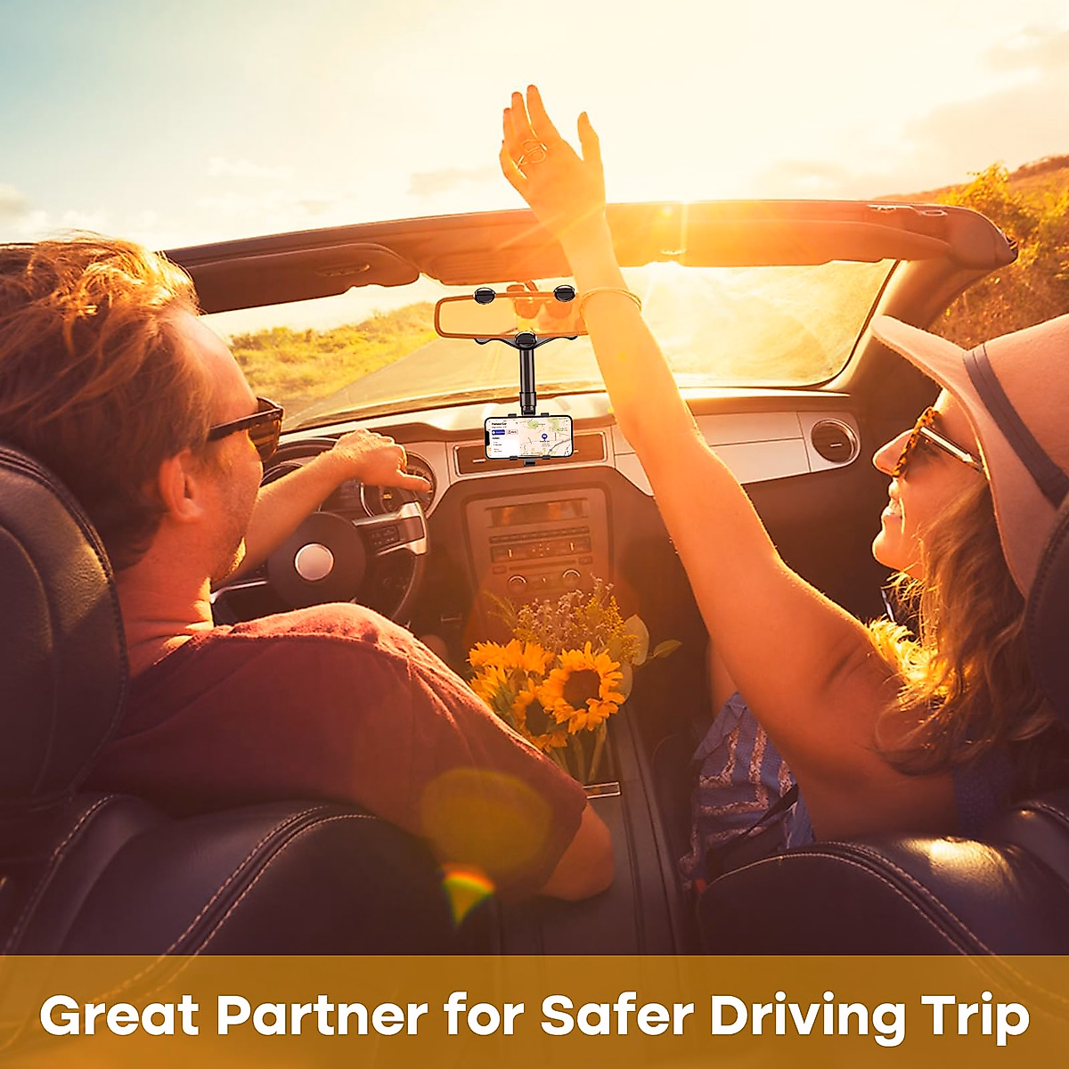 TEETSY Rearview Mirror Phone Holder for Car,Rotatable and Retractable Car Phone Holder Mount 2023 Upgraded Multifunctional 360° Rear View Mirror Phone Holder Pro Clip Car Mirror Phone Holder Mount