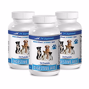 Dog Digestive Supplements - Dog Digestive AID - PROBIOTICS - Powerful Formula - Vegetable stearic - 3 Bottle (180 Chews)