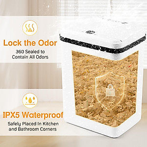 LJIACLEA Automatic Touchless Bathroom Small Trash Can with Lid 4 Gallon Smart Motion Sensor Electric Waterproo Garbage Can for Kitchen,Bedroom, Office, Living Room, USB & Light Energy Charging,White