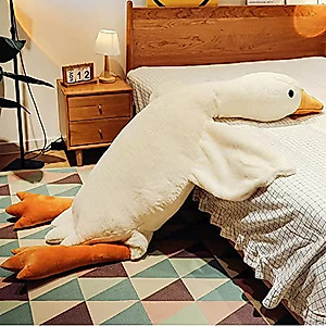 Tanha Giant Goose Plush, 6 Foot Goose Stuffed Animal, Cute Stuffed Goose, Soft White Duck Plush Gift for Girlfriend, Kids or Best Friend（75inch, 190cm）