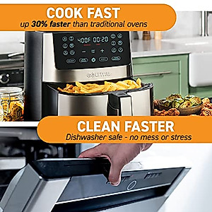 Gourmia Air Fryer Oven Digital Display 8 Quart Large AirFryer Cooker 12 Touch Cooking Presets, XL Air Fryer Basket 1700w Power Multifunction GAF838 Black and stainless steel air fryer