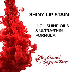 L'Oreal Paris Makeup Brilliant Signature Shiny Lip Stain, High Impact Glossy/Shiny Finish with a Lightweight Feel, Be Fiery, 0.21 fl. oz.