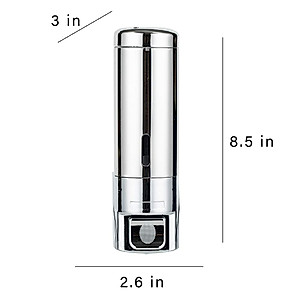 Adhesive Soap Dispenser 300ML Drill Free with Adhesive or Wall Mount with Screws,Manual Dispenser Shampoo Shower for Kitchen Bathrooms,Stainless Steel