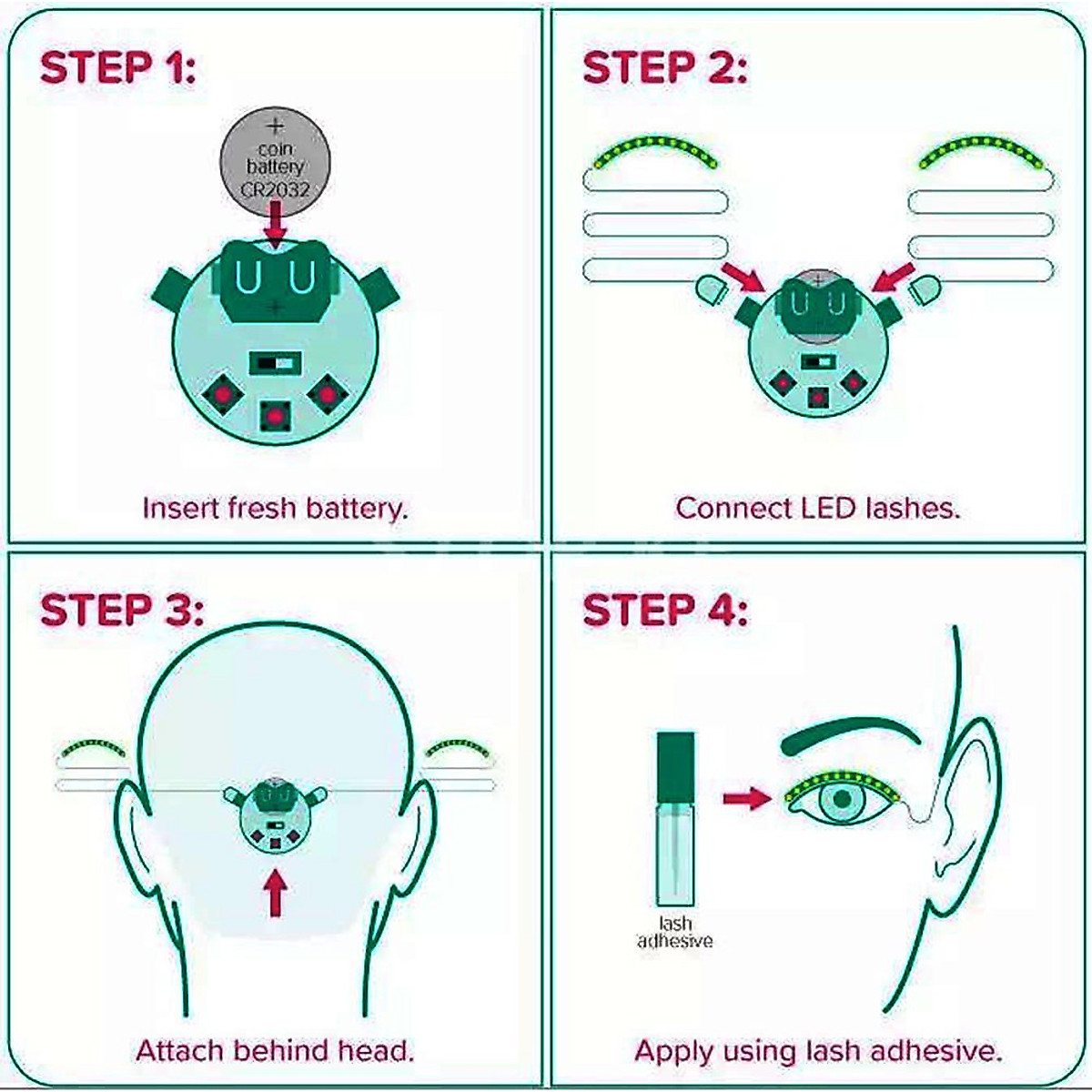 Yeyo LED Eyelashes Waterproof LED Light Eyelash Shining Eyeliner Charming Unique Eyelid Tape for Party Bar Nightclub Concerts Gift Halloween Day (Blue)