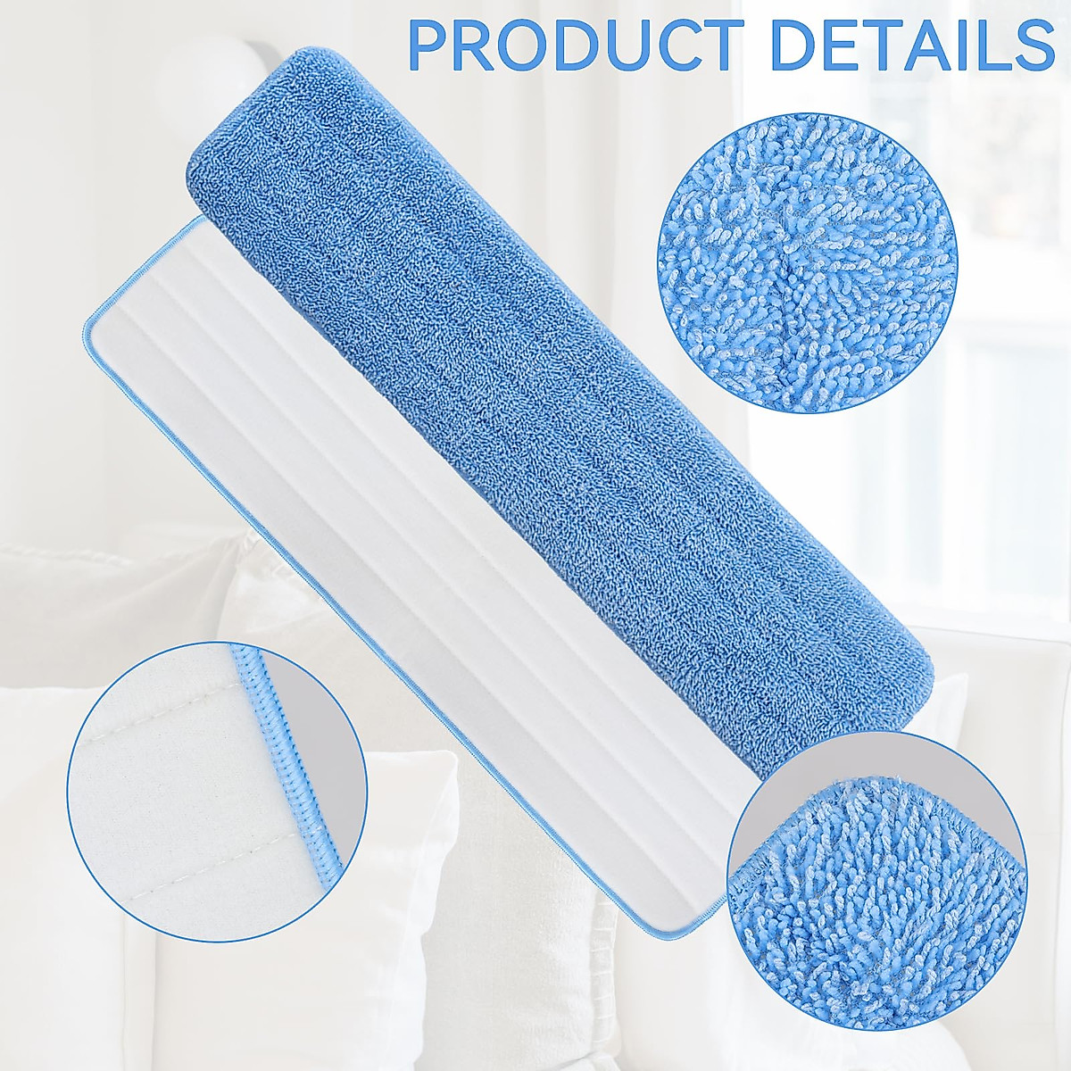 Replacement Microfiber Pad for Rubbermaid Commercial 24 Inch Mop Head - 8 Pack Wet & Dry Commercial Cleaning Refills Reusable Mop Refills Fit for Any Microfiber Flat Mop System 24"