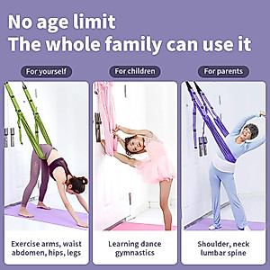 Leg Stretcher Strap Adjustable Fitness Band for Waist Trainer Stretching Door Swing Flexibility Tensile Trainer with Carrying Pouch for Yoga Practitioner Ballet Dancer Gymnastics Exercises (Green)