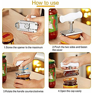 Jar Opener for Weak Hands, Jar Opener Tool - Adjustable Stainless Steel Good Grip Jar Opener for for Seniors Arthritis Women Chilren Elderly to Open Jar Easily