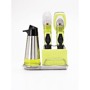 OXO Good Grips Stainless Steel Easy Press Dispenser & Good Grips Stainless Steel Sink Caddy