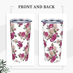Yaxongx 20oz Tumbler Radiant Flower Roses Double Wall Vacuum Insulated Coffee Mug with Lid and Metal Straw Brush Reusable Stainless Steel Water Bottle Travel Cup Gifts for Car Ice Drinks Hot Beverage