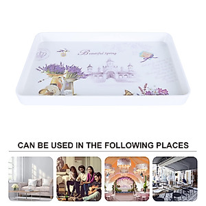 Cabilock Veggie Tray Plastic Plate Serving Tray with Lavender Flower Pattern Cupcake Dessert Dish Appetizer Candy Holder for Party Event Snacks Food Display Server Appetizer Serving Tray