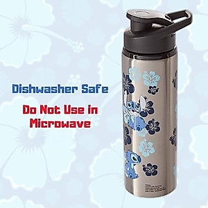 Silver Buffalo Disney Lilo and Stitch Double Walled Stainless Steel Water Bottle, 25 Ounces