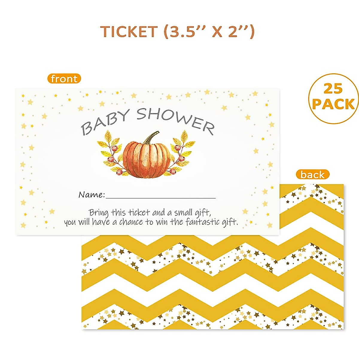 Pumpkin Baby Shower Invitations 5 Different Cards 25 Pack Gender Neutral Diaper Party Games Baby Names Thank You Cards Tickets Envelopes for Rustic Fall Autumn Halloween