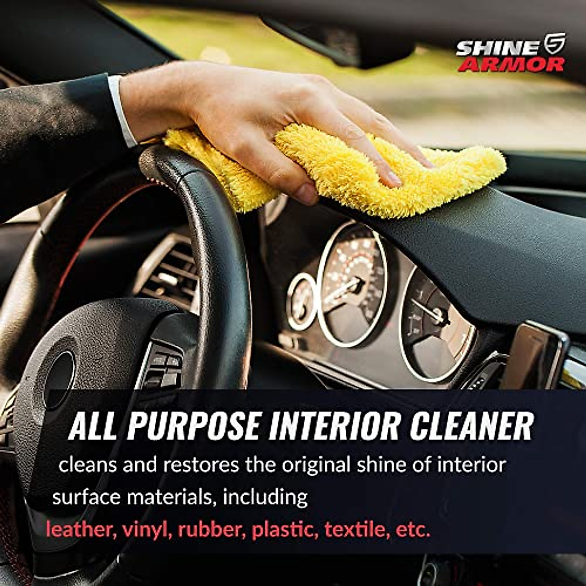 SHINE ARMOR Car Interior Cleaner & Leather Cleaner - Vehicle Detailing & Restoration, Cleaner & Conditioner Protector for Couches Car Interior