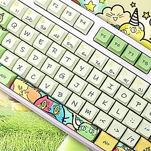 JSJT Custom Keycaps 135 Keys Cartoon Anime Keycaps XDA Profile Magical Elves Themed Keycaps PBT Dye Sublimation Keycaps Suitable for ANSI/ISO Layout Cherry MX Switch Mechanical Keyboards