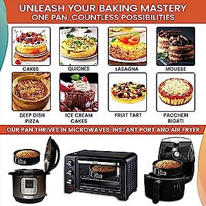 RFAQK 100pcs Cake Pan Set for Baking + Cake Decorating Supplies: 3 Round Non Stick Springform Pan Set (4, 7, 9 inches), Icing Tips, Cake Leveler – Multi-functional Leak-Proof Cheese Cake Pans & eBook