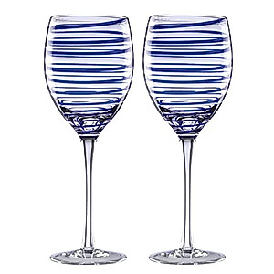 Kate Spade Charlotte Street 2-Piece Wine Glass Set, 2 Count (Pack of 1), Blue