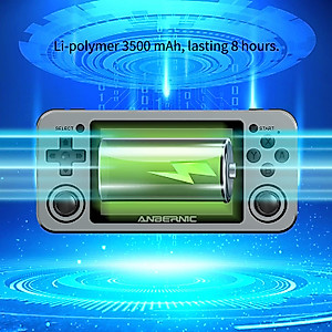 MJKJ RG351M Handheld Game Console , Aluminum Alloy Shell 64G TF Card 2500 Classic Games Support WiFi Function Open Source System RK3326 Chip 3.5 Inch IPS Screen (Gray)