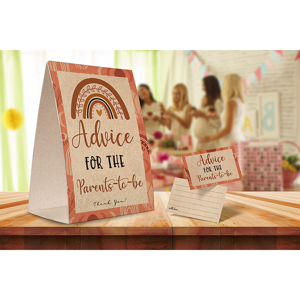 Advice for the Parents-to-Be Sign, Baby Shower Advice Game Kit (1 Standing Sign + 50 Advice Cards), Baby Showers Decorations-NPZAD08