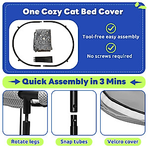 POMESEA Large Cat Hammock Bed for Average Cats, Soft Elevated Pet Hammock for Dogs & Cats, Glow in The Dark Raised Cat Bed for Indoor Cats