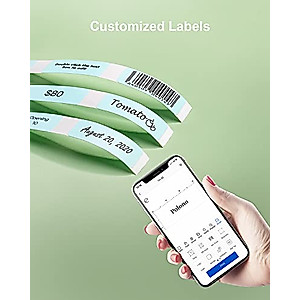 POLONO Thermal Label Maker Tape Replacement Compatible with D30, P10 E1, L1, Q1 Label Printer, Not for POLONO P31S, 15mmx40mm/0.5x1.57inch, 180 Labels/Roll, P10 Thermal Printing Label Paper (Green）