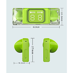bahilok Wireless Headphones LED Display Earbuds Fone Bluetooth 5.3 Headset Noise Reduction Sports Waterproof Earphones with Mic (Green)