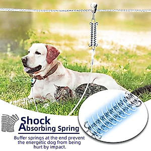 Snagle Paw Dog Tie Out Runner for Yard,Trolley System for Large Dogs, Dog Zipline Aerial Tie Out Cable with 10ft Pulley Runner Line for Dogs Up to 125lbs for Yard or Camping,100ft