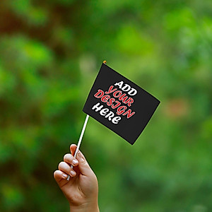 Custom Mini Flag on Stick Make Your Own Flags Personalized Photo Image Text Logo Hand Held Small Banners Double Sided Customize Flags 5.5"x8.2" Gifts for Indoor Outdoor Room Decoration 10pcs