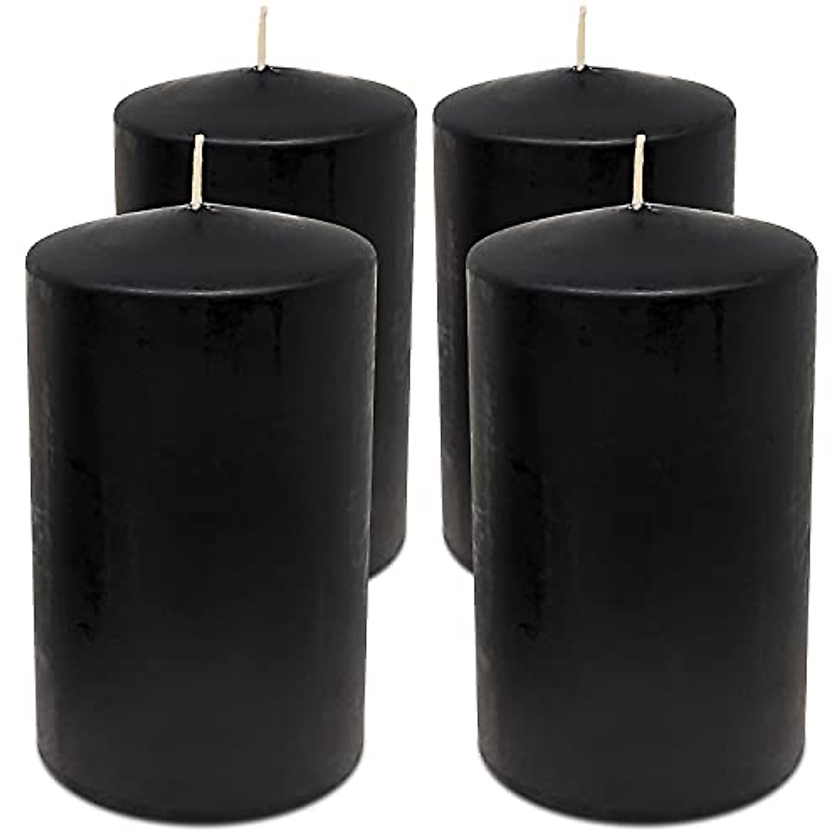 Hyoola Black Pillar Candles 2x4 Inch - 4 Pack Unscented Pillar Candles - European Made