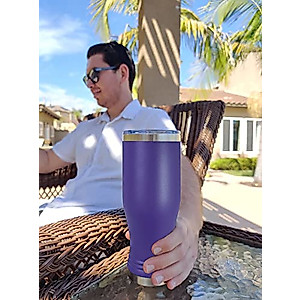 LaserGram 14oz Vacuum Insulated Pilsner Mug, Chef Hat, Personalized Engraving Included (Dark Purple)