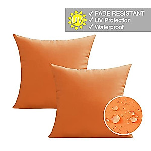 VAKADO Fall Outdoor Waterproof Throw Pillow Covers 18x18 Set of 2 Decorative Pumpkin Patio Furniture Sunbrella Cushion Cases Outside Decor for Couch Garden Bench Porch