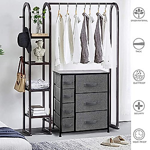 CERBIOR Wide Drawer Dresser Storage Organizer 5-Drawer 7-Drawer Closet Shelves, Sturdy Steel Frame Wood Top with Easy Pull Fabric Bins for Clothing, Blankets