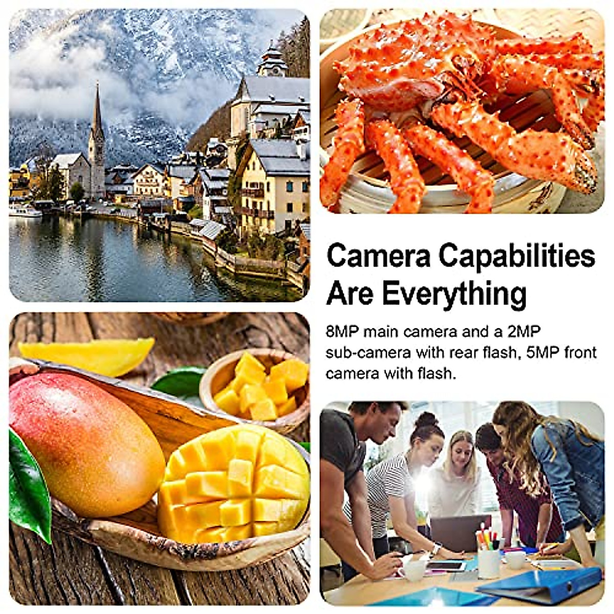 KXD 6C Cell Phone 4G Android Phones Unlocked 5.5" Full-Screen Phone 8MP Camera Smartphones Face ID 2500mAh Battery 16GB ROM with 64GB Expandable Memory Mobile Phones US Version (Blue)