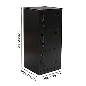 CNCEST 3 Door Vertical Stackable Locker Storage Metal Cabinet Locker Secure Gym Locker School Locker Small Metal Tool Storage Locker Office Home Vertical Cabinet Metal Locker 40x40x90cm