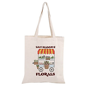 JNIAP Book Lovers Gifts Canvas Tote Bag for Women Book Tote Bag Aesthetic Literary Readers Gift Reader Bibliophile Bookworm Bag (Lily blooms tote)
