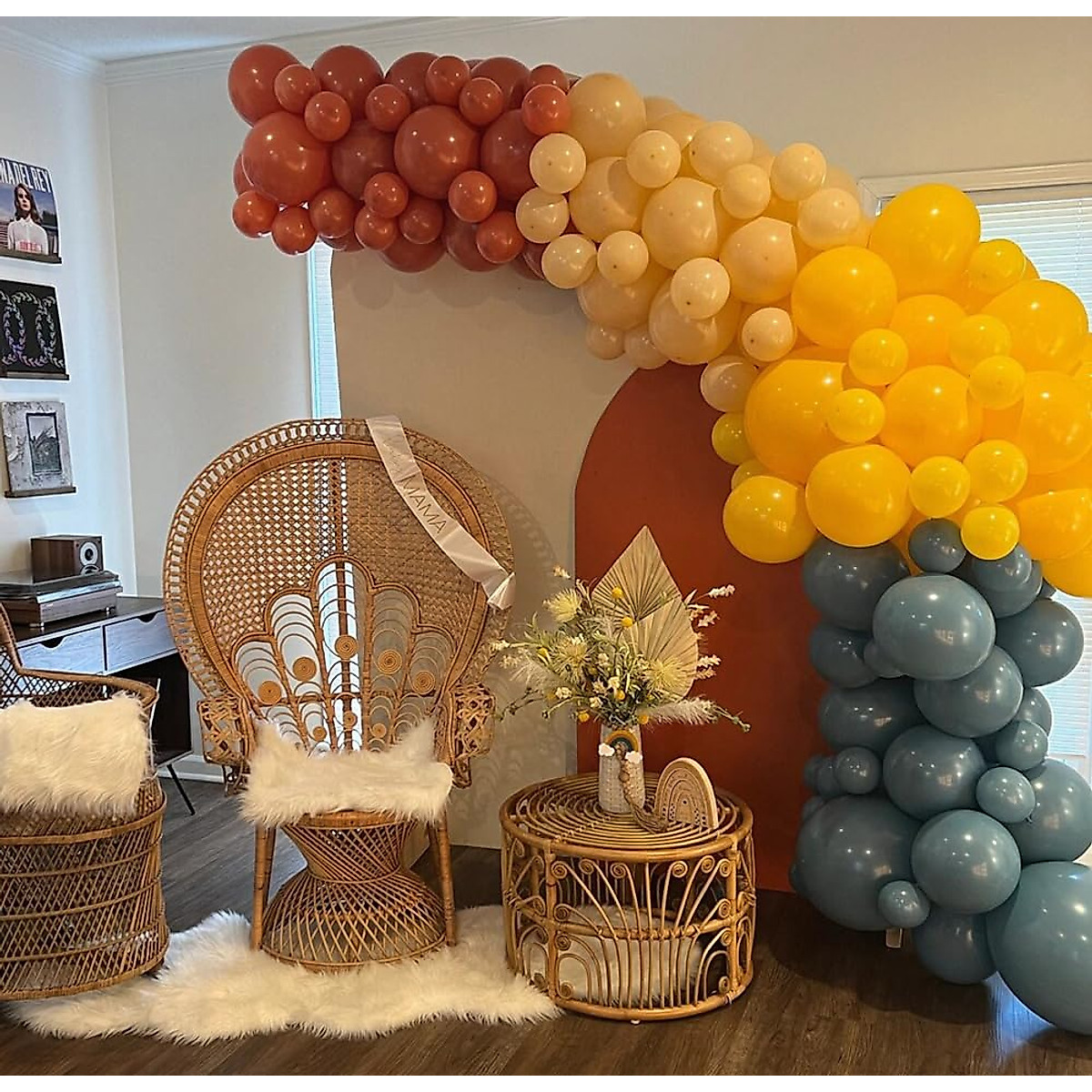 Beaumode Here Comes the Son Balloon Arch Garland Kit 149pcs for Retro Sun Baby Shower First Trip Around the Sun Sunshine Theme Birthday Kids Groovy Boho Party Backdrop Decoration (Slate Blue)