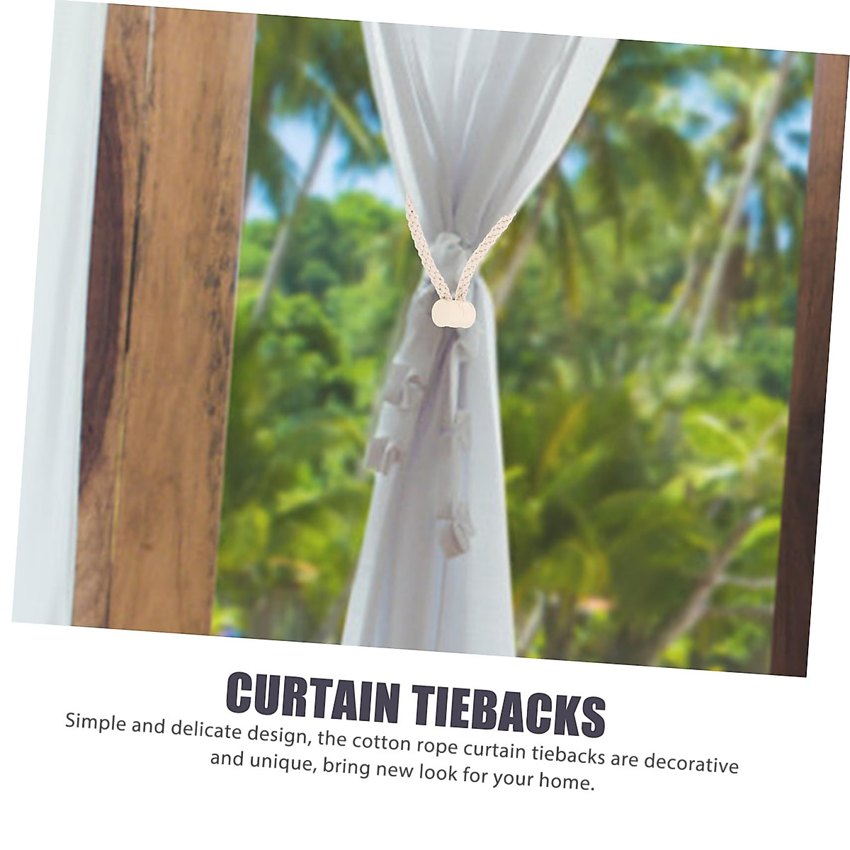 Mobestech Decorative Curtain Tiebacks 2 Pack Magnetic No Hole Needed Weave Rope for Home Office Hotel Simple Sturdy Design