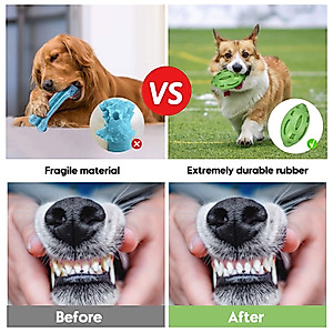 ZHAN Multifunctional Durable Natural Rubber Dog Training Ball Toy Squeaky Chew Interactive Teeth Cleaning Rugby Toy Pet Exercise Game Ball for Medium and Large Dogs (Green)