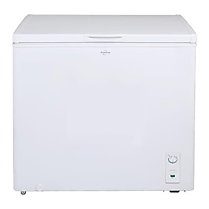 Koolatron 7.0 CuFt Chest Freezer with Manual Defrost Removable Storage Basket Adjustable Thermostat Quiet Compressor Cooling Stay-Open Lid Energy Efficient Deep Freezer for Home Basement Garage