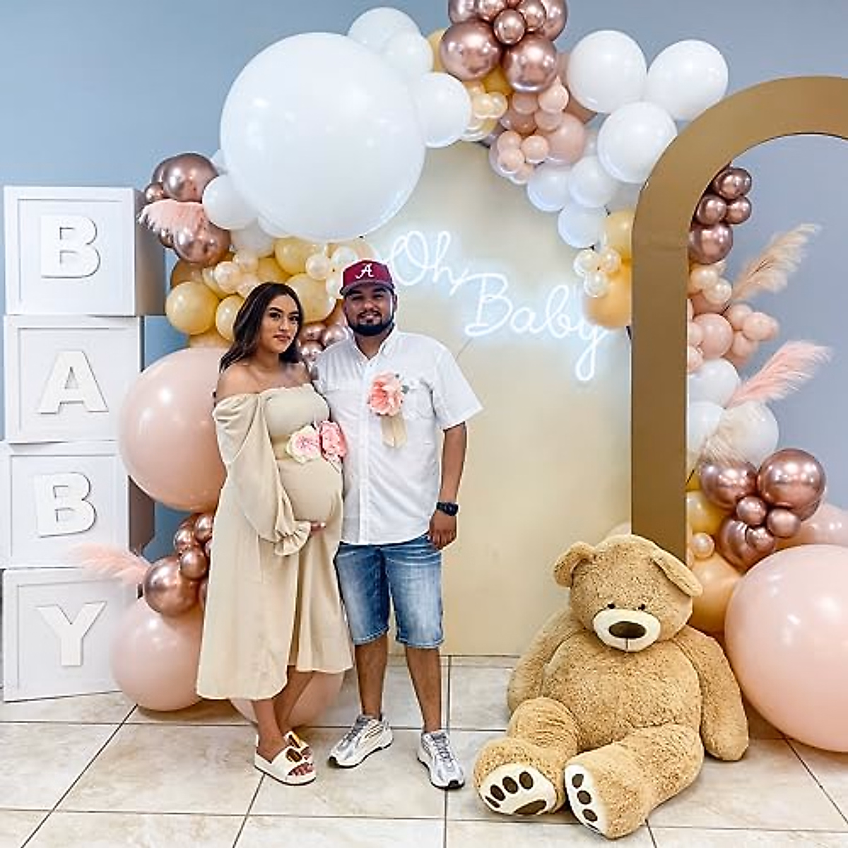 CIPAZEE Beige Arch Backdrop Cover - Beige Wedding Arch Cover Spandex Fitting Round Top Backdrop Arch Stand for Wedding Birthday Party Decoration(Beige,7.2x4FT)