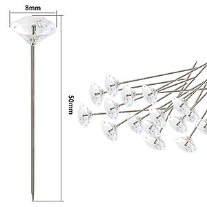 300 pcs Flower Pins Corsages Pins Head Pins Wedding Bouquet Pins Crystal Pins Floral Bouquet Pins Clear Tongcloud (Transparent, 2'')