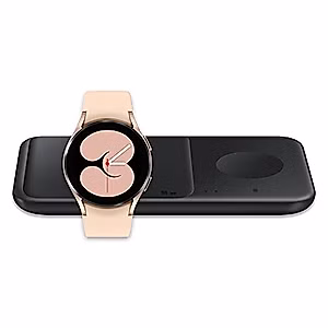 Samsung Galaxy Watch 4 40mm Smart Watch Bluetooth - Pink Gold (US Version) with Samsung Wireless Charger Fast Charge Pad Duo (2021),Black