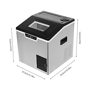 Porkke Square Ice Maker, Ice Crusher, Commercial Ice Maker, 150-180W Desktop Ice Maker, Freestanding Stainless Steel Ice Maker for Milk Tea Shops, Coffee Shops, Offices