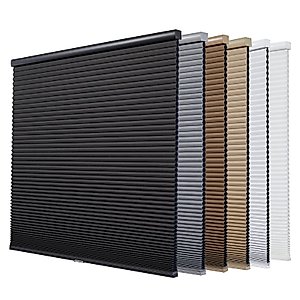 Persilux Custom Blackout Cellular Shades, Window Blinds, Honeycomb Blinds for Windows (White, 36" W x 48" H) Cordless Window Shades for Home Room Darkening Cellular Blinds Door Blinds