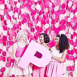 205Ft Hot Pink Party Decorations Big Circle Dots Backdrop Garland Rose Pink Tissue Paper Polka Dots Hanging Curtain Streamer for Birthday Bachelorette Engagement Wedding Bridal Shower Party Supplies